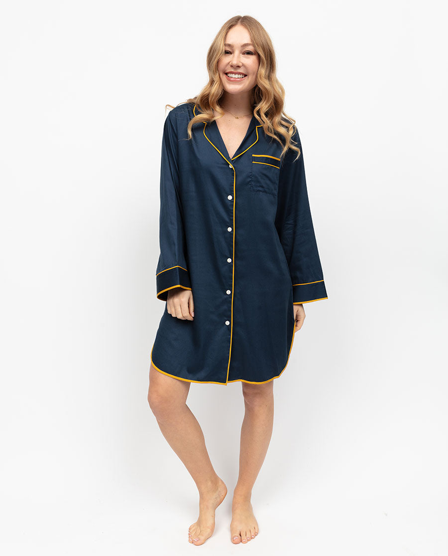 Knightsbridge Navy | Luxury Nightshirts For Women - Fable and Eve
